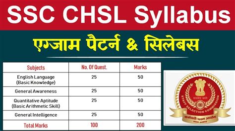 Ssc Chsl Syllabus 2023 Pdf Download Link Tier 1 And 2 Exam Pattern