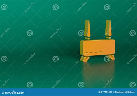Orange Router And Wi Fi Signal Icon Isolated On Green Background Wireless Ethernet Modem Router