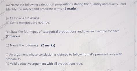 Solved A ﻿name The Following Categorical Propositions