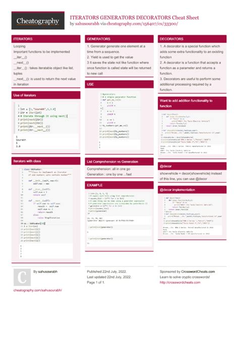 Iterators Generators Decorators Cheat Sheet By Sahusourabh Download
