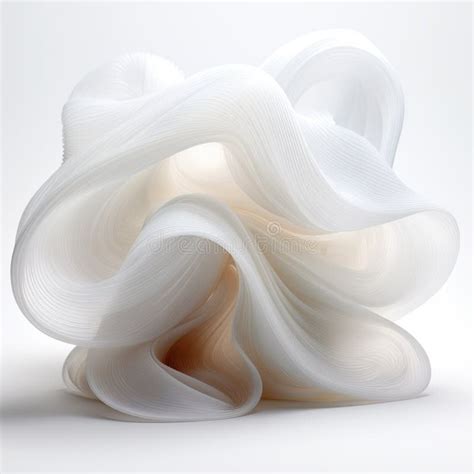 Organic Fluid Sculpture Interwoven Polyester Ribbons On White Background Stock Illustration