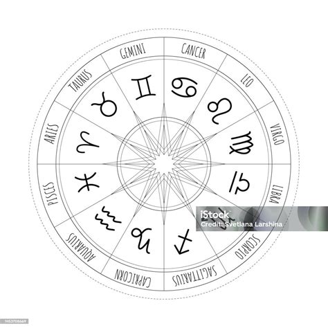 조디악 표지판이 있는 점성술 바퀴 신비와 난해한 별자리 벡터 그림입니다 영적 타로 포스터 마법의 오컬트 타로 카드 점성술 기호에 대한 스톡 벡터 아트 및 기타 이미지