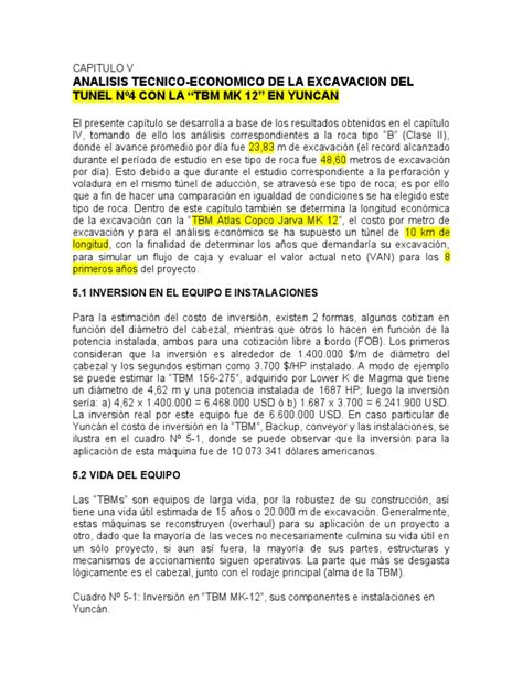Analisis Tbm Vs Pyt Pdf Túnel Energía Y Recursos