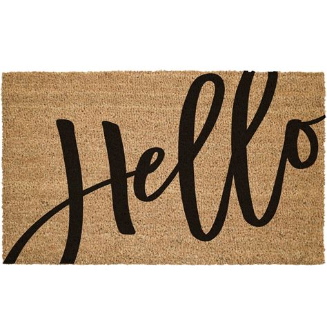 Hello Cursive Font Exterior Coir Welcome Door Mat Etsy