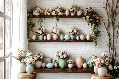 Easter Photography Backdrop Brick Wall Floral Egg Backdrop Brp11 369