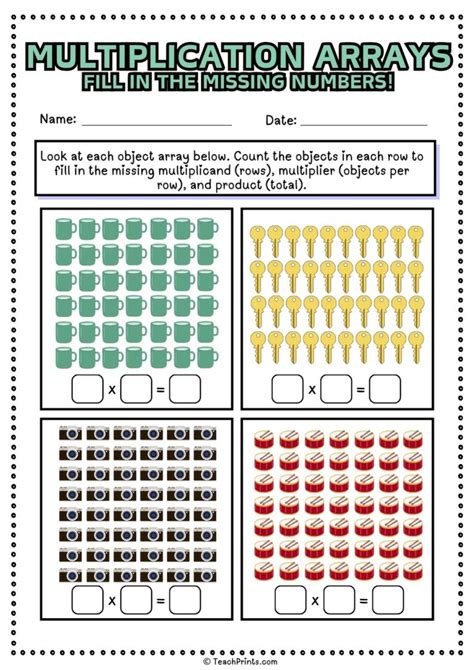 Free Multiplication Arrays Worksheets Teach Prints