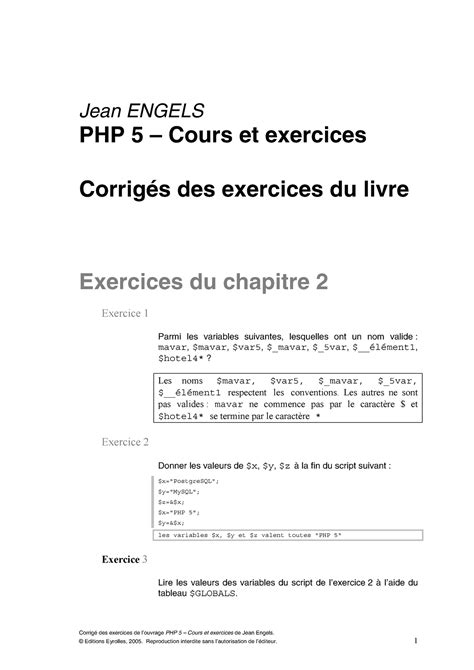 Exercices Php5 Web Sciences Mathématiques Et Informatique Smi