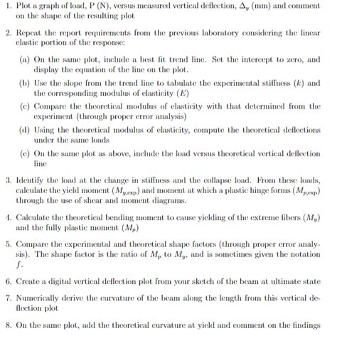 Solved 1 Plot A Graph Of Load P N Versus Measured