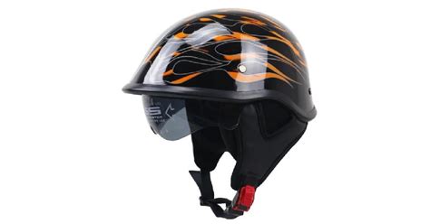 Dot Orange Flame Half Shell Gloss Motorcycle Helmet Biker Life