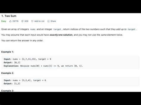 Leetcode Two Sum Solution Explained Coding Interviews Challenge YouTube