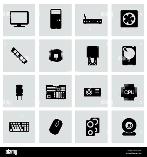 Vector Black Computer Icon Set Stock Vector Image Art Alamy