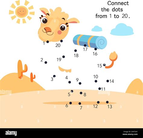 Cute Cartoon One Humped African Camel With Load On Back In Desert Flat Stylised Character For