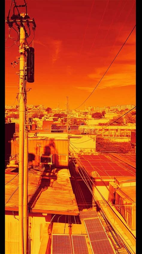 Thermal Imaging Monitoring Of An Urban Solar Power Grid During Peak Usage Stock Illustration