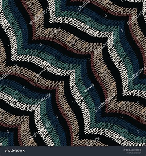 Geometrical Zigzag Line Pattern On Black Stock Vector Royalty Free