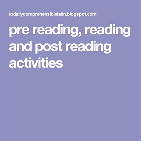 Pre Reading Reading And Post Reading Activities