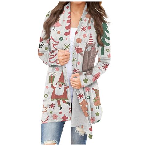 Susanny Christmas Cardigan For Women Xmas Tree Print Christmas