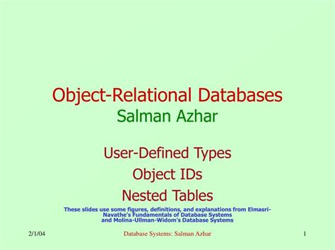 Ppt Object Relational Databases Salman Azhar Powerpoint Presentation