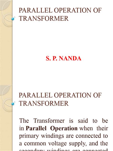 Parallel Operation Of Transformer Pdf