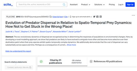 Citation Report Evolution Of Predator Dispersal In Relation To Spatio