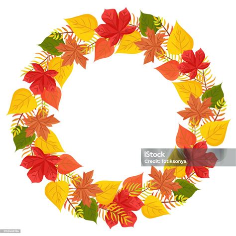화려한 단풍에서 화 환 벡터 일러스트 레이 션입니다 추수 감사절 인사말 카드 템플릿입니다 에피소드 10 0명에 대한 스톡 벡터