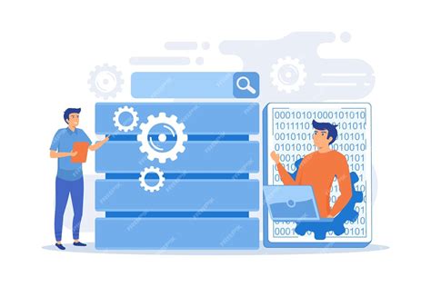 Premium Vector Developer Using Big Data Applications And Tablet Data