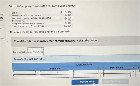 Solved Qs 13−9 Static Computing Current Ratio And