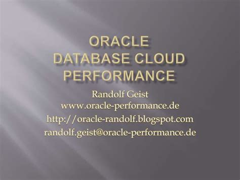 Oracle Database Cloud Performance Doag 2016 Ppt