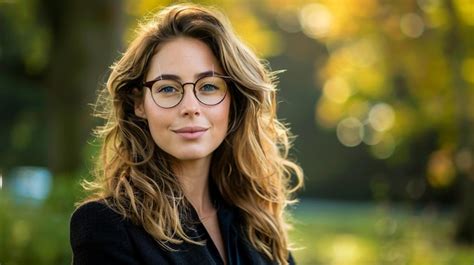 Premium Photo A Woman Wearing Glasses And A Suit With A Black Jacket