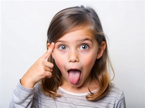 Premium Photo A Girl Making A Curious Face With Her Tongue Out And