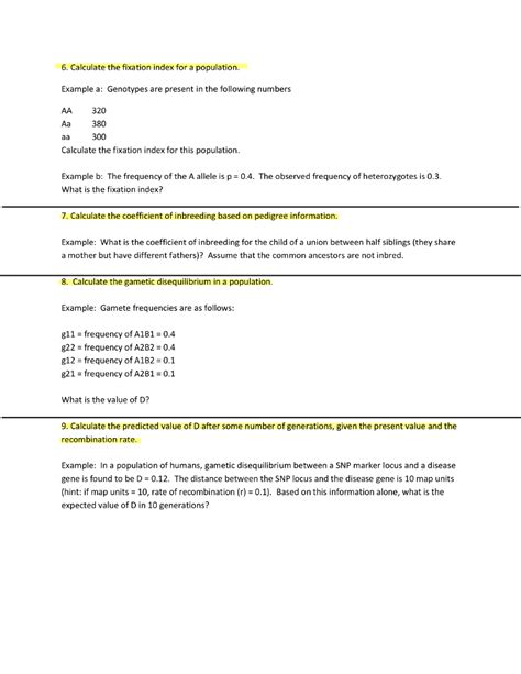 Solved 6 Calculate The Fixation Index For A Population