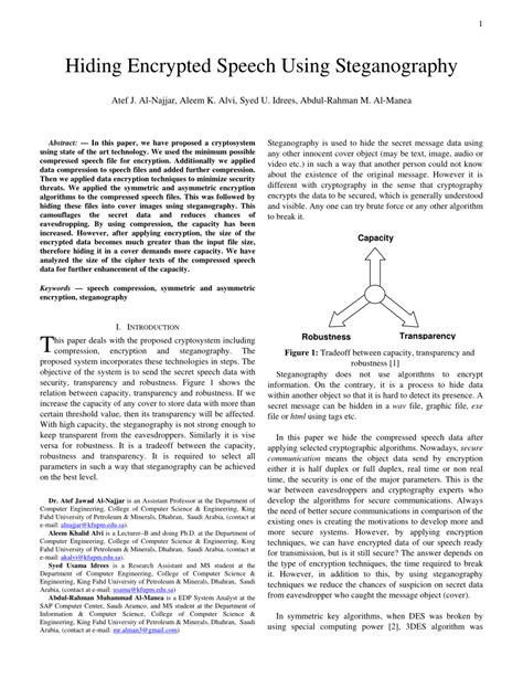Pdf Hiding Encrypted Speech Using Steganography
