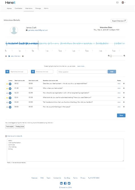Real Time Phone Interview Data Honeit Software