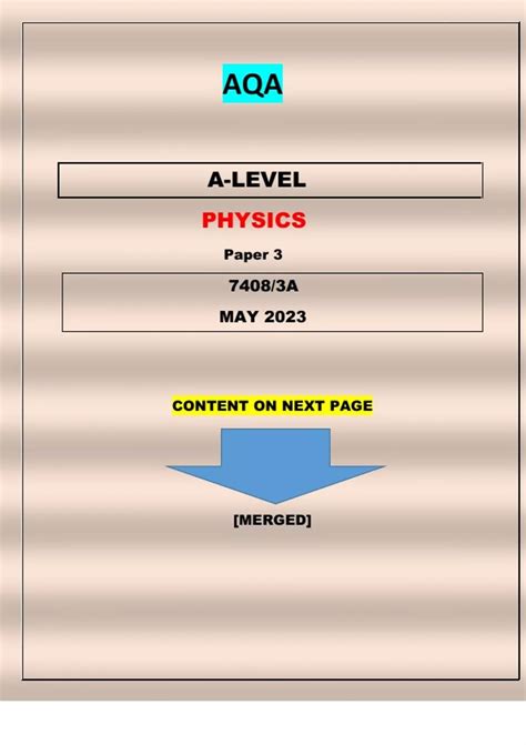 AQA A LEVEL PHYSICS Paper A QUESTIONS MARKING SCHEME MERGED GRADED A AQA A