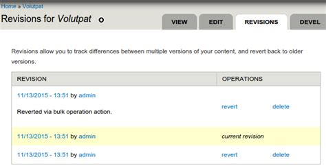 7 Revert To Last Revision Action Drupal Answers