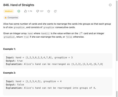 LeetCode 846 Hand Of Straights