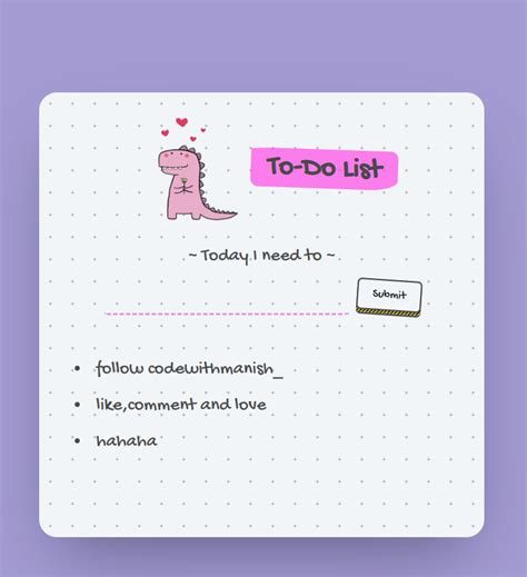 To Do List Using Html Css Javascript Manish Tamang
