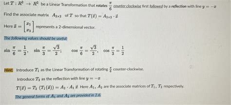 Solved Let Tr2→r2 ﻿be A Linear Transformation That Rotates