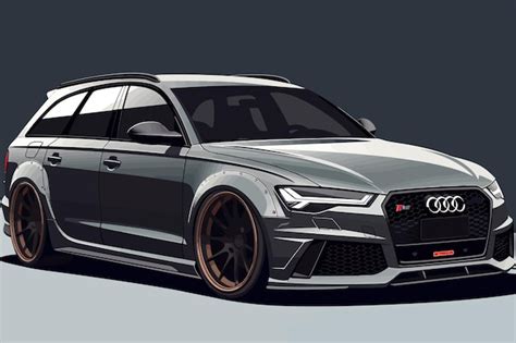 Premium Vector Car Poster Audi Rs6 Avant Race Car Vector Illustration Automobile Sports Car
