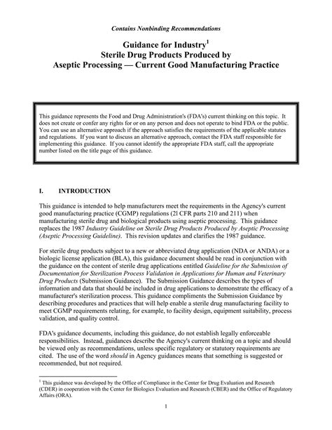 Aseptic Processing Us Fda PDF