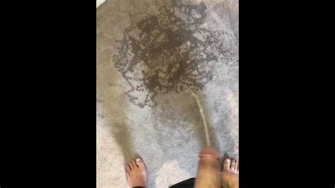 Pee Desperation Draining My Full Bladder And Cumming All Over The Carpeted Floor In The