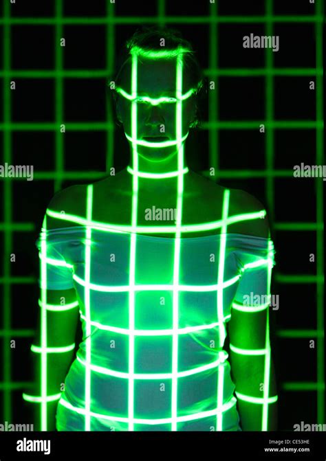 Biometric Symbol Photo Automatic Face Detection By A Laser Scanner 3d Model Of A Female Face