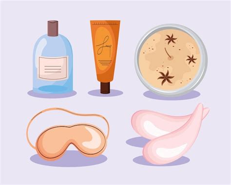 5 한국 뷰티 제품 아이콘 프리미엄 벡터