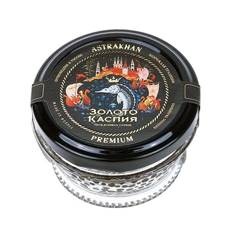 Черная икра осетровая зернистая «Золото Каспия» Астрахань Premium, 50 г ...