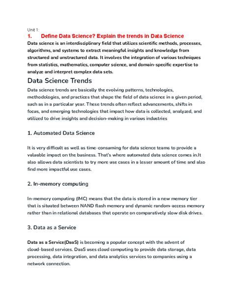 Unit 1 Ds Unit 1 1 Define Data Science Explain The Trends In Data