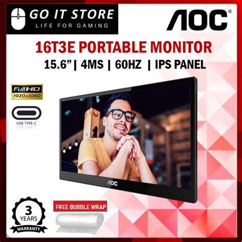 AOC 16T3E 15 6 IPS FHD 60Hz 4ms USB C Portable Monitor Shopee Malaysia