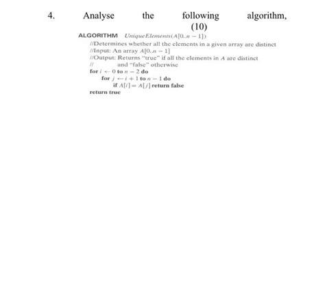 Solved 4 Analyse The Following Algorithm 10 Algorithm