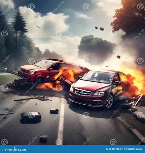Car Crash Ai Generatet Stock Image Image Of Roadway 303591553