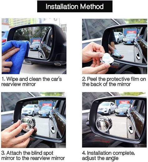 2 Pcs Blind Spot Mirrors Round Hd Glass Convex 360° Wide Angle Side