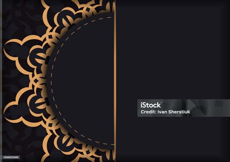 고급 장식이 있는 블랙 컬러의 직사각형 벡터 엽서 디자인 텍스트 와 빈티지 패턴에 대한 공간이있는 초대 카드 디자인 0명에 대한 스톡 벡터 아트 및 기타 이미지 Istock