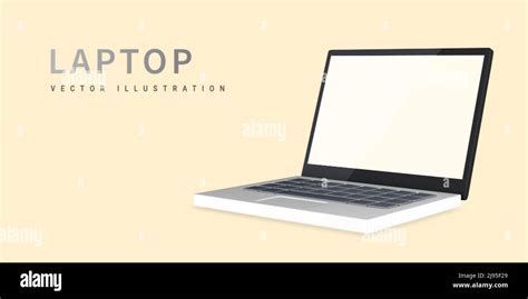 3d Realistic Laptop With Blank Screen On Light Background Vector
